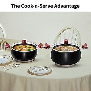 ‎Hawkins Futura 5 Litre Cook n Serve Handi, Hard Anodised Biryani Handi with Glass Lid, Saucepan, Sauce Pan, Black (ACH50G)