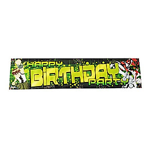 Ben 10 Happy Birthday Banner Ben 10 Foil Balloons and Latex Balloons for Kids Birthday Party Decorations