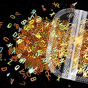 zuarfy Alphabet Holographic Letters Chunky Resin Fillers DIY Nail Art Resin Supplies Epoxy Resin Fillers for DIY Mixed Sequins