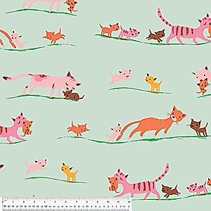 Momma Cats & Kittens Anti-Pill No-Sew Throw Fleece Fabric Kit (50x60)