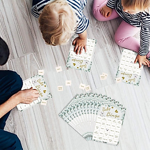 YIFAM Baby Shower Bingo Game Eucalyptus Foliage Edition, 20 Players Bingo Cards for Kids, Reveal Party Games Favors Supplies Decorations Souvenirs Gifts