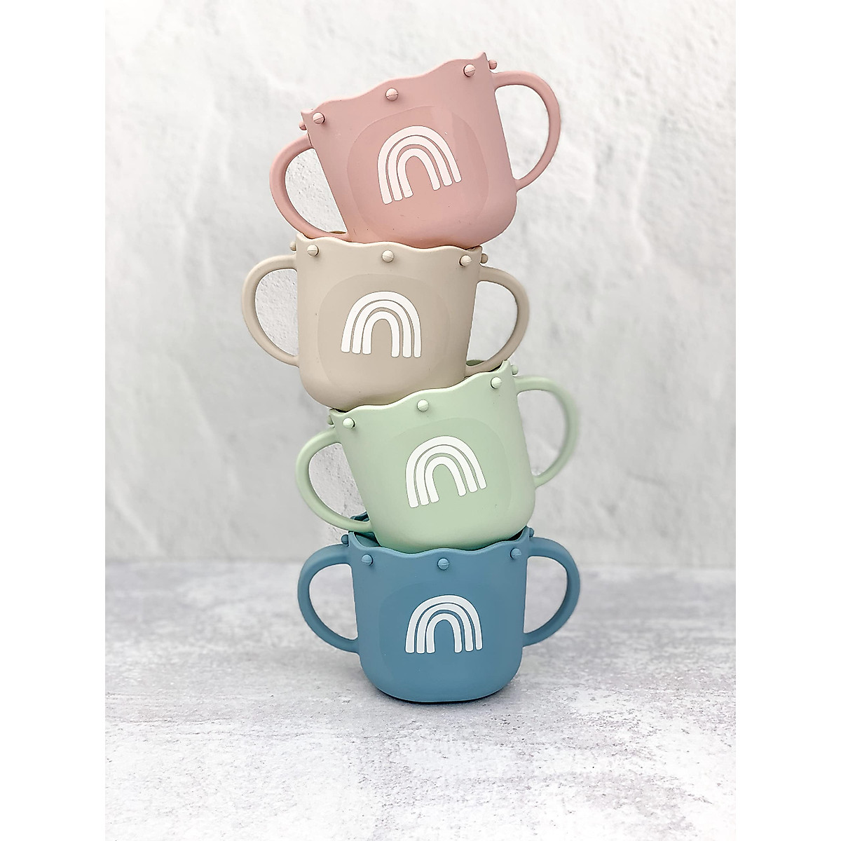 Hippypotamus Snack Cups for Toddlers - Spill Proof - 100% Food-Grade Silicone Snack Containers for Baby - Set of 2 (Sage/Fog)