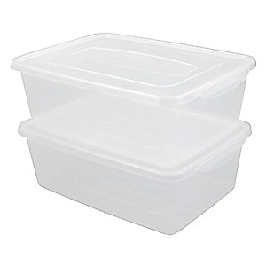 Begale 2-Pack 16 L Plastic Storage Boxes, Clear Storage Bins