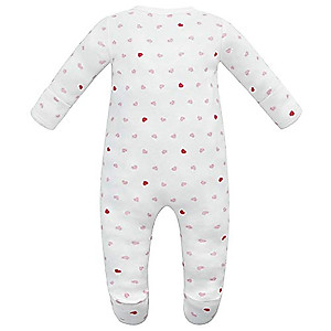 Owlivia Organic Cotton Baby Pajamas, Boys Girls 3-Pack Zip Front Sleep 'N Play Pjs, Footed Sleeper, Long Sleeve (0-3 Months, Pink heart)