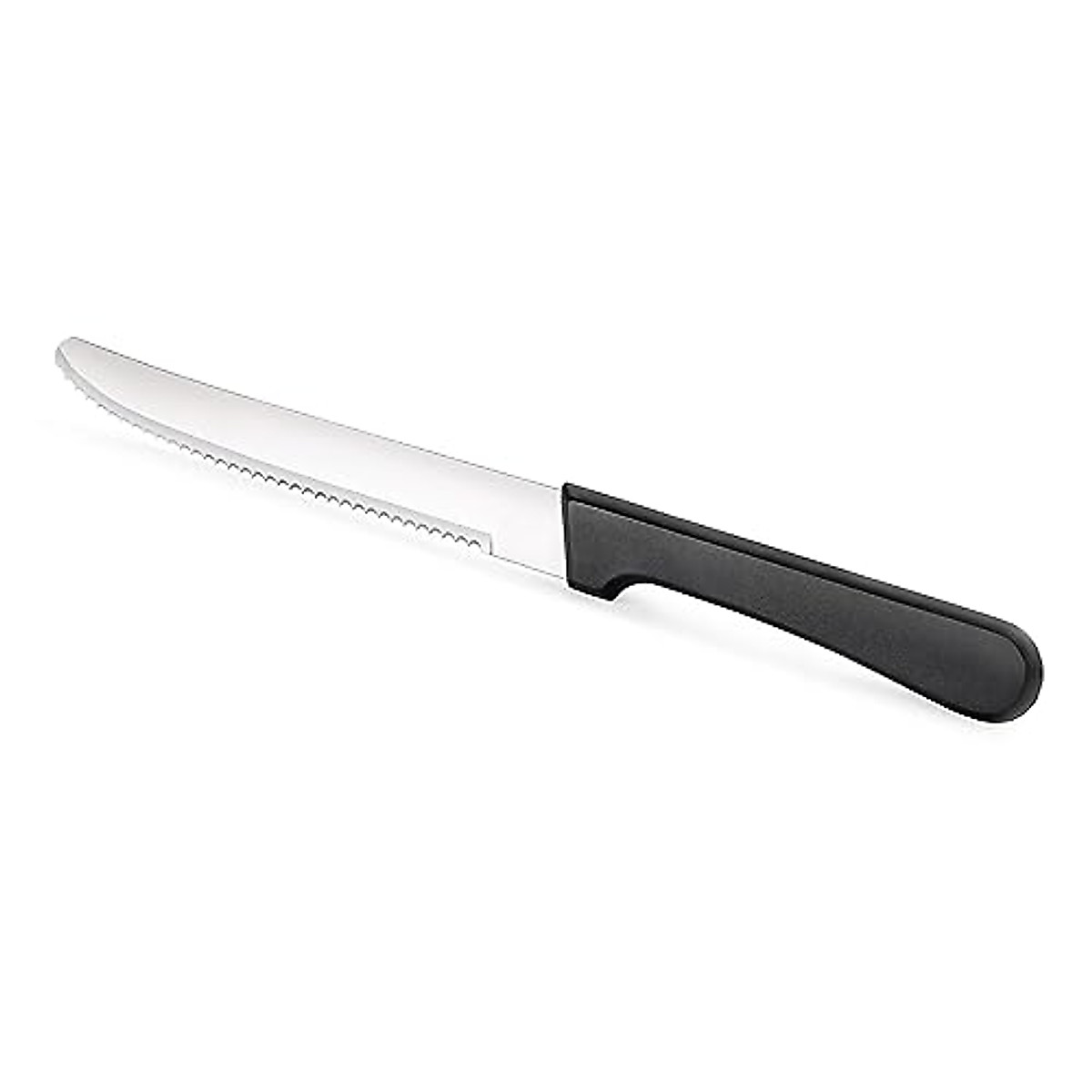 New Star Foodservice 58994 Stainless Steel Steak Knife, 4.5-Inch Rounded Serrated Blade with Plastic Handle, Set of 12