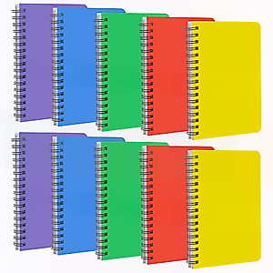 Fantasyon Top Bound Memo Books 4" x 6" Pocket Notebook Spiral Memo Pads For Home, Office, College, School, Lined College Ruled Paper, 75 Sheets Per Notebook (10 Pack) (A6)