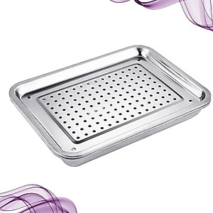 BESTonZON Drip Tray Stainless Steel Tea Drinks Serving Tray Hollow Tea Tray Serving Tray for Tea Serving Tray, Tea