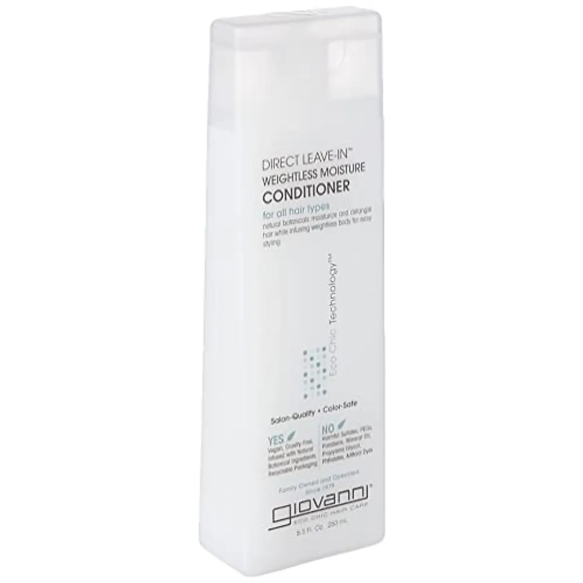 Giovanni Leave-In Weightless Moisture Conditioner - Leave in Conditioner for Curly, Wavy, Dry, Damaged Hair, Detangler Hair Care Product for Women & Men, Sulfate Free - 8.5 Fl Oz (Pack of 1)