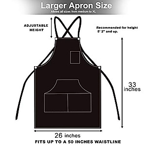 JES&MEDIS Adjustable Waterdrop Resistant Cotton Canvas Cross Back Apron (Black)