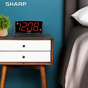 SHARP LED Digital Alarm Clock – Simple Operation - Easy to See Large Numbers, Built in Night Light, Loud Beep Alarm with Snooze, Bright Big Red Digit Display