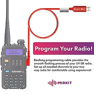 MIRKIT UV-5R Accessories Compatible with Baofeng BF-F8HP, Full House Set: UV5R Battery BL-5L 3800 mAh, USB Charge Cable, Speaker Mic, Mirkit FTDI Programming Cable Model 3, Lanyard Mirkit