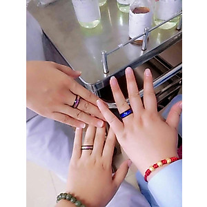 JEYKAY Color Changing Titanium/Stainless Steel Mood Ring, EKG w/Hearts Design, Gift Box Included. (Change Color, 10)