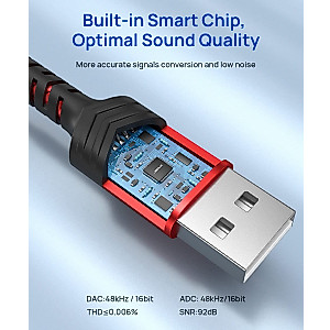 JSAUX USB to 3.5mm Jack Audio Adapter，USB to Audio Jack Adapter Headset，USB-A to 3.5mm TRRS 4-Pole Female, External Stereo Sound Card for Headphone, Mac, PS4, PC, Laptop, Desktops and More -Grey/0.6FT