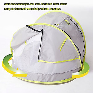 Green Pipe Baby Pop Up Tent - UPF 50+ Sun Shade with Mosquito Net, Beach Umbrella for Girls & Boys