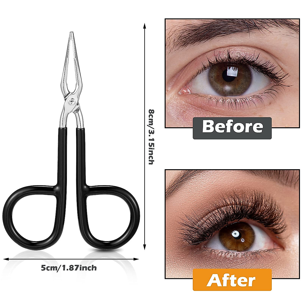 6 Pieces Tweezers Scissor Handle Straight Tip Scissor Shaped Eyebrows Tweezers for Hair Plucker Remover Facial Hair Eyebrows Care (Black)