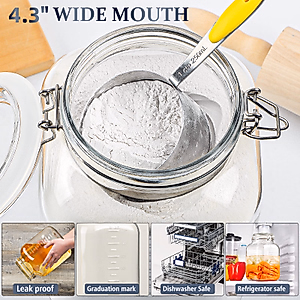 Folinstall 1 Gallon Square Super Wide-Mouth Glass Jars with Airtight Lids, Glass Storage Jars with 2 Measurement Mark, Sturdy Canning Jars with Large Capacity 4100 ML For Overnight Oats