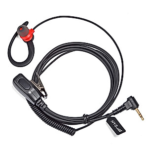 HYS 2.5mm 2-Way Radio Headset, G Shape Earphone with PTT Microphone, Walkie Talkie Earpiece for Motorola Talkabout T200 T400 T600 T800 T260TP MH230R MR350R FRS/GMRS Talkabout radios(Packing of 2)