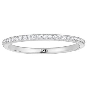 espere 18K Gold Plated Sterling Silver Full Eternity Band | Cubic Zirconia Paved Wedding Band | Thin CZ Stacking Ring (Silver, 9)