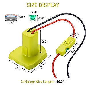 Upgraded 18V Battery Adapter for Ryobi 18V One+ Battery Adapter All-in-one Design of The Fuse and Switch Power Tool Battery Converter Kit 14 Gauge with Fuses & Wire Terminals