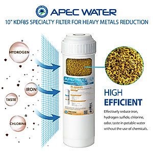 APEC Water Systems FI-KDF85 Iron and Hydrogen Sulfide Reduction Specialty Water Filter, 2.5"x10