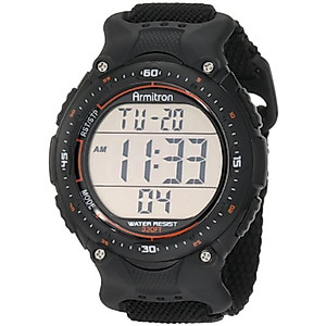 Armitron Sport Men's 408159BLK Chronograph Black Strap Digital Display Watch