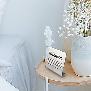 Mindset Definition Desk Sign for Home Office, Inspirational Gifts for Coworker, Women Office, Friends,Student, Men, Teens, Uplifting Self-Improvement Positive Quotes Decor (Mindset D)