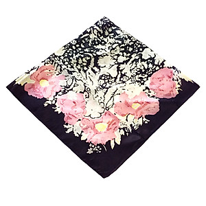 TONY & CANDICE Women's Graphic Print 100% Silk, Silk Scarf Square, 33X33 Inches (New White Pink Flowers)