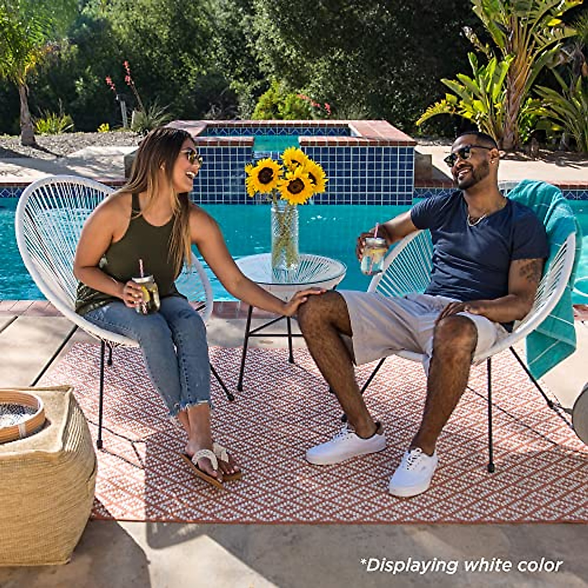 Best Choice Products 3-Piece Outdoor Acapulco All-Weather Patio Conversation Bistro Set w/Plastic Rope, Glass Top Table and 2 Chairs - Natural