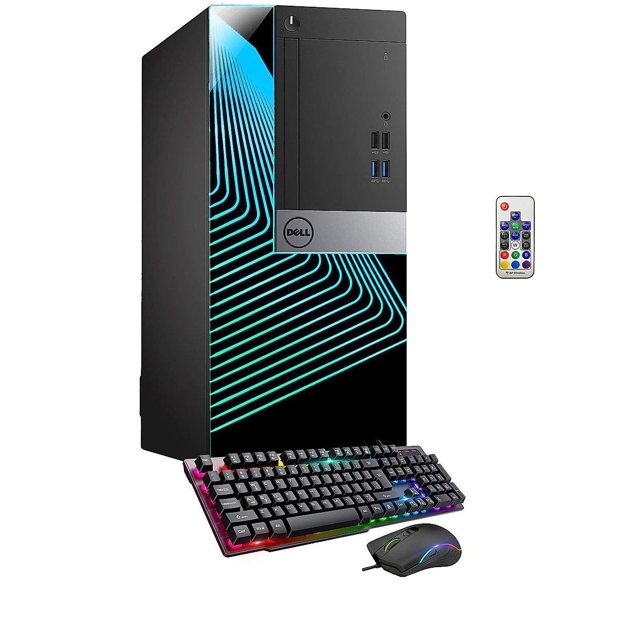 Dell OptiPlex Gaming Tower RGB Lights Computer Intel Core i5 8500 8th Gen Processor Up to 4.10GHz - Radeon RX 550 4GB - 16 GB RAM 512GB M.2 NVME - Windows 11 Pro - WiFi - Bluetooth (Renewed)
