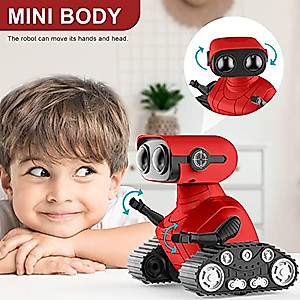 BOMPOW Robot Toy, Remote Control Robot Toys with LED Eyes & Flexible Arms, Walking & Dancing Kids Robot Toys for Children Age 3+ Years Old, Dance & Sounds Educational Toys Gift (Red)