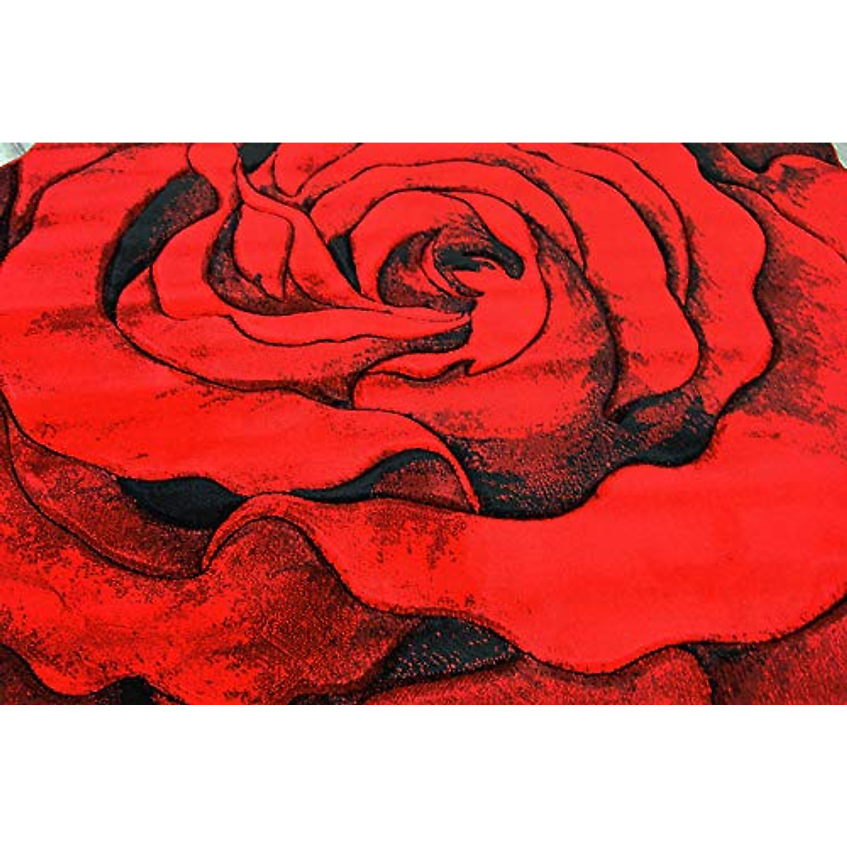 Flowers 3D Effect Hand Carved Thick Artistic Floral Flower Rose Botanical Shape Area Rug Design 304 Red 2'7''x2'7'' Round
