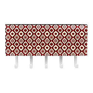 Red Christmas Mail Holder Organizer and Key Hooks PU Front, Self Adhesive Key Rack with 5 Hooks Perfect for Entryway, Hallway，Bathroom ，Kitchen