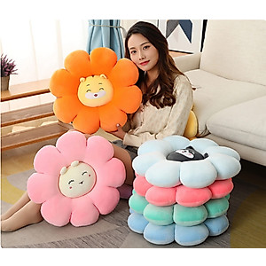 HXIYAN Flower Cushion Cartoon Animal Flower Waist Cushion Plush Floor Cushion Office Chair Cushion Home Decoration Throw Pillow (17.7in, Pink)
