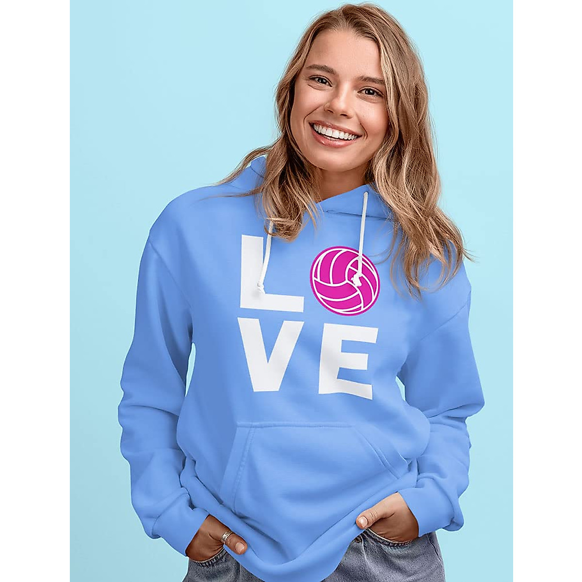 Love Volleyball Hoodies for Women Teen Girls Gifts for Fans Team Players Sweatshirt Hoodie Small California Blue