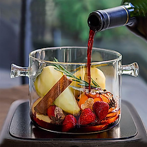 Hyuetrsa 2 Pcs Glass Saucepan with Cover, 1.5 L/ 50 oz Heat-resistant Glass Stovetop Pot and Pan with Lid, Clear Simmer Glass Pot Cookware Set for Pasta Noodle, Soup, Milk