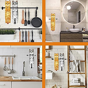 Dandelion Cat Funny Hand Towels for Bathroom Kitchen,Super Absorbent Soft Cat Decor Hanging Washcloths Face Towels,Funny Gifts for Cat Lovers（Orange）