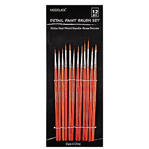 Fine Detail Brushes for Miniatures - 12 Pieces Model Paint Brushes for Acrylic, Watercolor - Airplane Kits, Ceramic, Plastic Model, Warhammer 40k