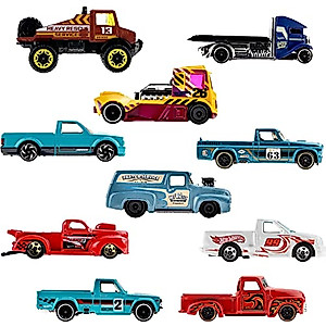 Hot Wheels 10-Pack, Set of 10 Toy Trucks in 1:64 Scale, Mix of Officially Licensed & Unlicensed (Styles May Vary) [Amazon Exclusive]