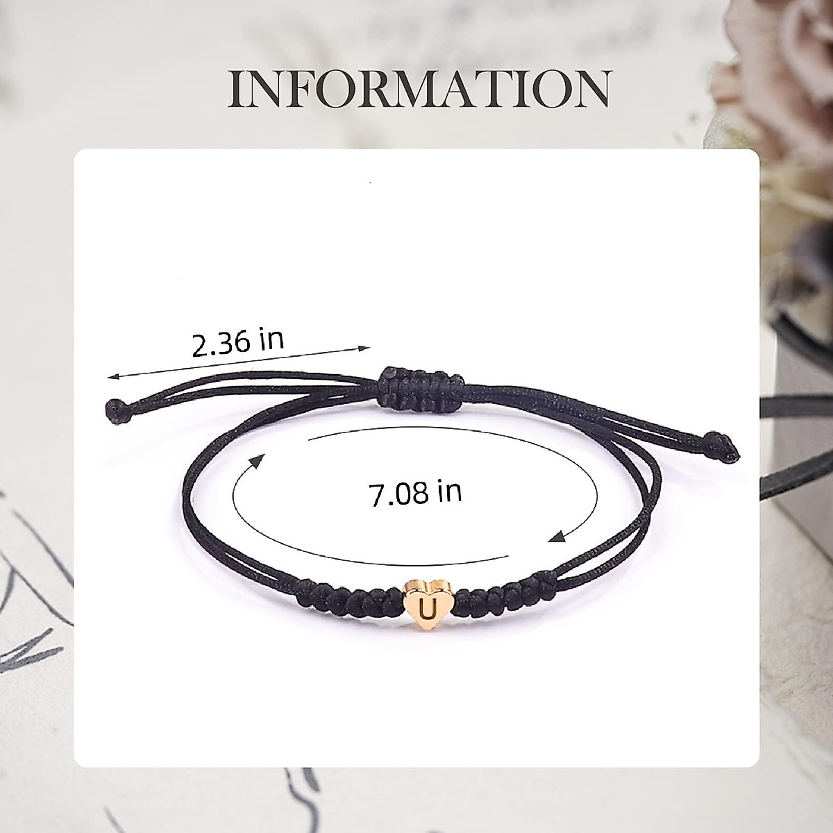 Black Initial Bracelet Initial C Charm Letter Bracelets for Women Men Teen Girls Handmade Rope Braided Initial Bracelets Heart Letter Woven Bracelet Graduation Mothers Day Gifts for Mom(C)