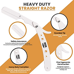 Utopia Care Professional Barber Straight Edge Razor Safety with 100-Pack Blades - 100 Percent Stainless Steel (White)