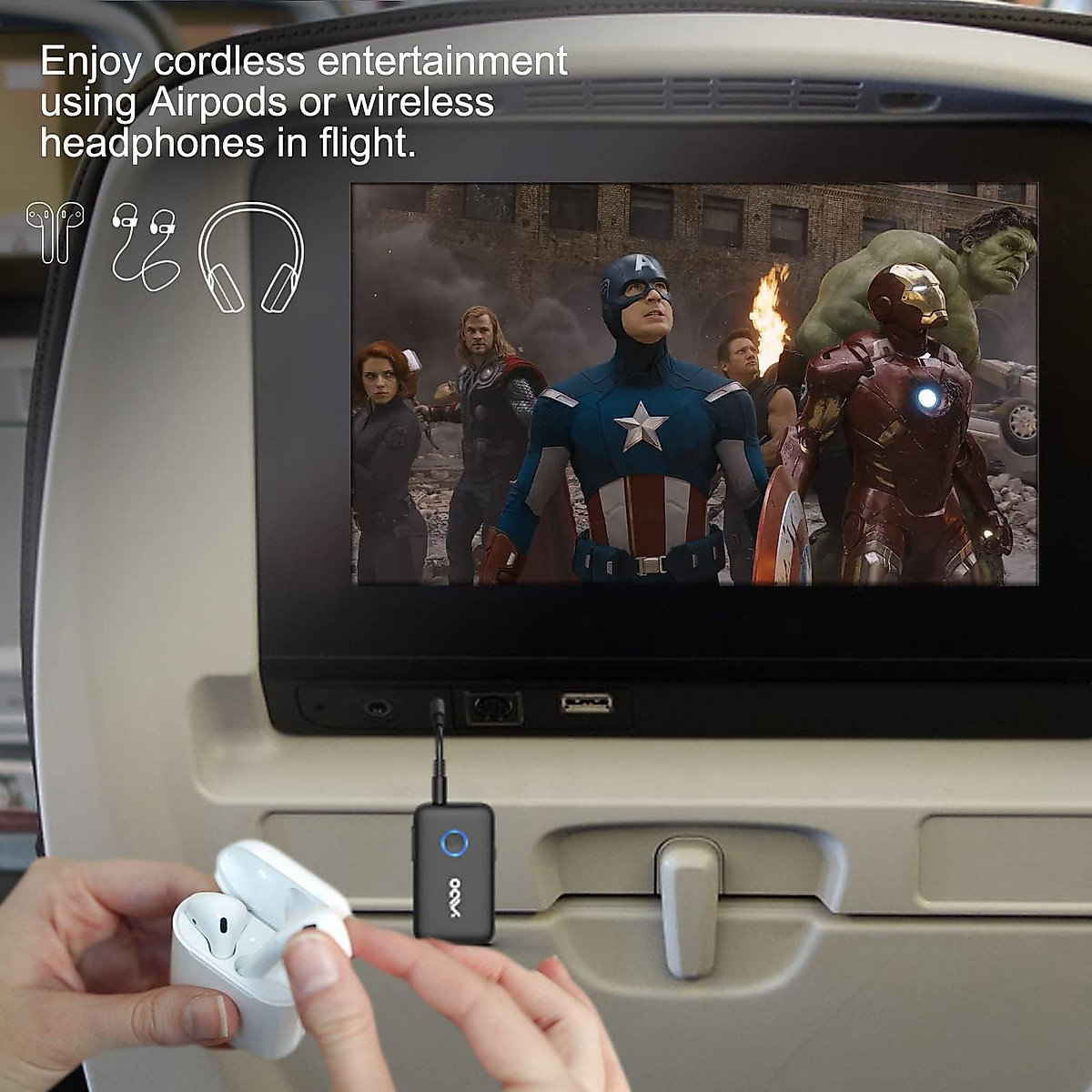 [Bluetooth Transmitter & Receiver] YMOO Bluetooth 5.3 Audio Adapter for TV/Airplane/Bluetooth Headphones/Speaker, 3.5mm Jack Aux HiFi Stereo, Dual Link AptX Adaptive, Low Latency for Flight, Travel