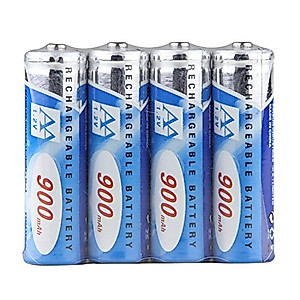 KINSUN 4-Pack Rechargeable Batteries 1.2V Ni-Cd AA 900mAh for Outdoor Solar Garden Light Landscape Lights Path Lights