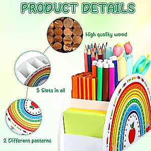 Funrous Wooden Rainbow Pencil Holder Pen Holder Teacher Appreciation Gifts from Students Pencil Organizer Brushes Makeup Brush Crayon School Teacher Supplies for Kids Girls