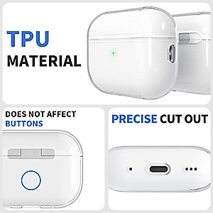 DamonLight Airpods Pro 2 Case Clear with Lanyard, Compatible with Mag-Safe/Wireless/Apple Watch Charging Soft TPU Protective Case Cover for Apple AirPods Pro 2 2022 Released (White)