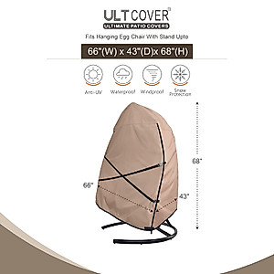 ULTCOVER Patio Hanging Egg Chair Cover - Waterproof Outdoor Double Seat Swing Egg Chair with Stand Cover 66W x 43D x 68H inches