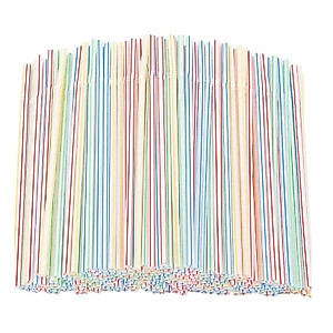 500pack Plastic Straws Disposable Bendable Straws 8" Long Flexible Bendy Straws for Home Bar Store Party (striped)