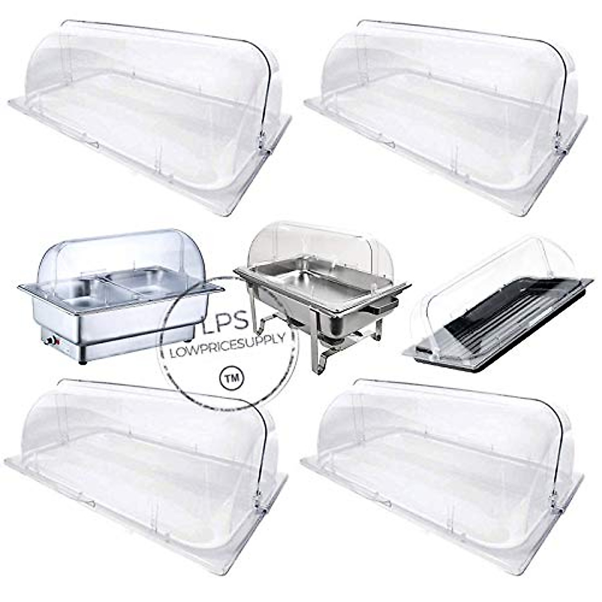 4 PACK Full Size Roll Top Chafing Dish Clear Plastic Pan Display Cover Chafer by lowpricesupply