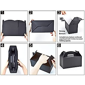 HUAPRINT Black Treat Boxes Large Bulk,Gable Boxes 30 Pack 9.45x5x5Inches,Party Favor Boxes Goodie Boxes for Birthday Party Baby Shower Wedding Christmas