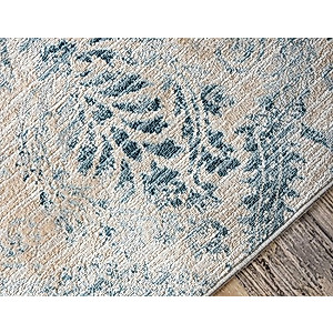 Unique Loom Paris Collection Pastel Tones Traditional Distressed Blue Runner Rug (2' 7 x 10' 0)