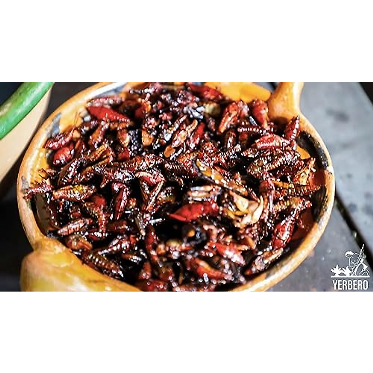 Yerbero - Fresh Chapulines From Oaxaca 1.03 oz (30gr) Adobado Spicy Flavor | All Natural Toasted Grasshoppers With Chili, Lime, Sea Salt and Garlic | Always Fresh (Not Dehydrated) Delicious, Exotic Mexican Snack. Imported From Mexico.